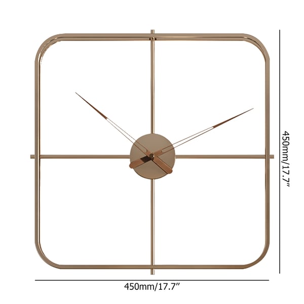 17.7" Modern Minimalist Classic Square Design Fashion Gold Silent Wall ...