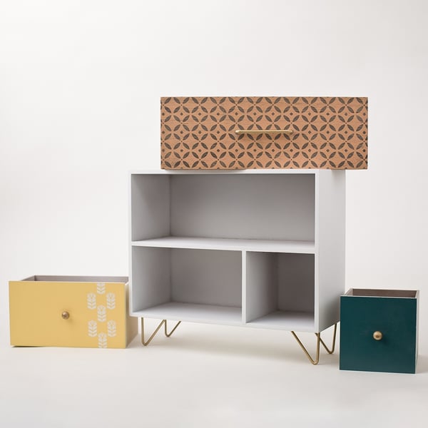 Nordic Cottage Mini Storage Cabinet Desk Organiser with Drawers | Homary UK