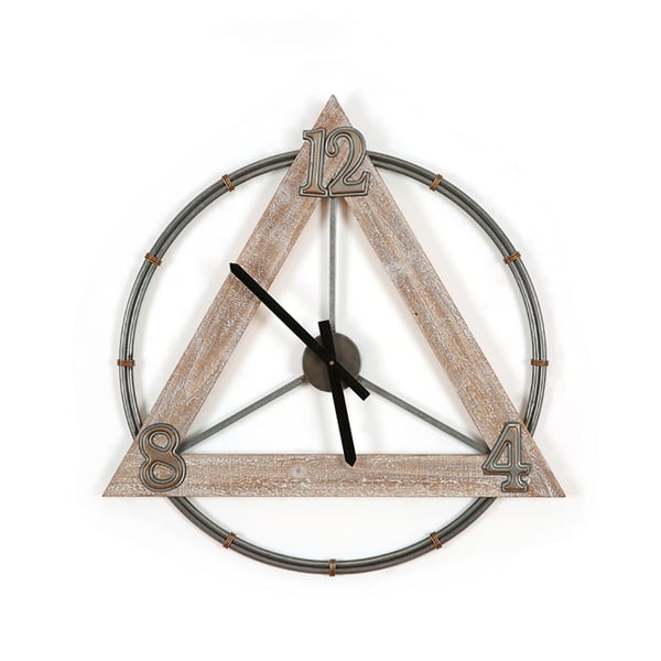 Retro-Style Oversized Wall Clock with Geometric Round&Triangle Design ...