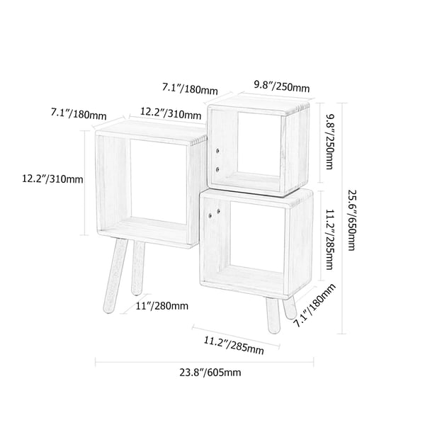 Modern 3-Tiered Square Storage Bookcase Kids' Book Display | Homary UK