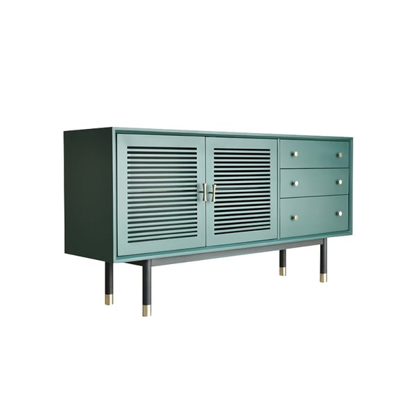 1600mm Nordic Green Sideboard Buffet with 2 Shutter Doors & 3 Drawers ...