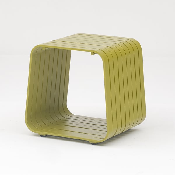 Olive Green Trapezoidal End Table in Aluminum Frame-Homary