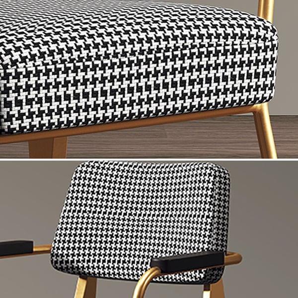 Style B Dining Chair Houndstooth Linen Upholstered Metal Dining Chair ...