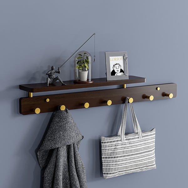 Classical Wall Mounted Wood Coat Rack in Black Walnut | Homary