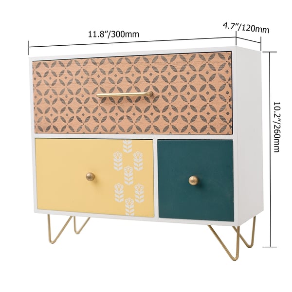 Nordic Cottage Mini Storage Cabinet Desk Organiser with Drawers | Homary UK
