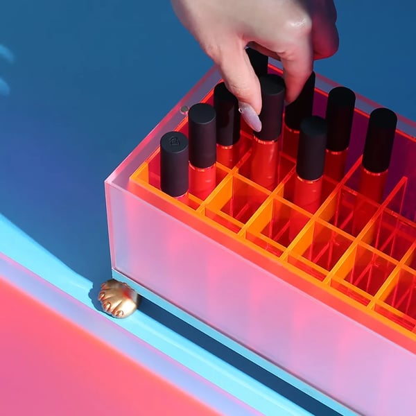 Modern Desk Lipstick Display Holder Storage Box with Lid for 28 ...
