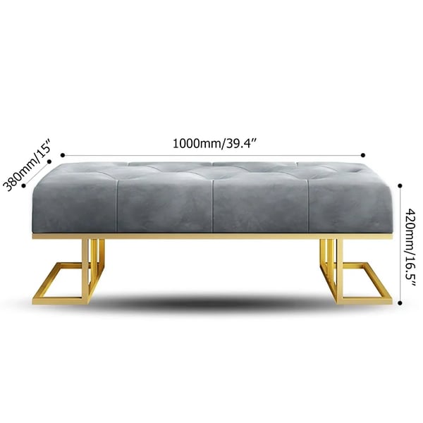 Grey Tufted Bench Upholstered Velvet Bench Modern Bench | Homary UK