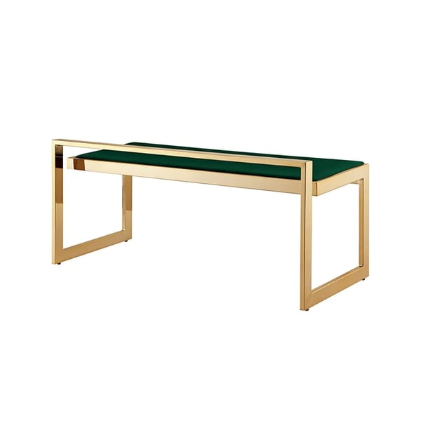 Modern Bench Velvet Upholstered Bench in Gold Finish | Homary