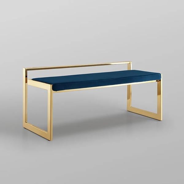 Modern Bench Velvet Upholstered Bench in Gold Finish | Homary