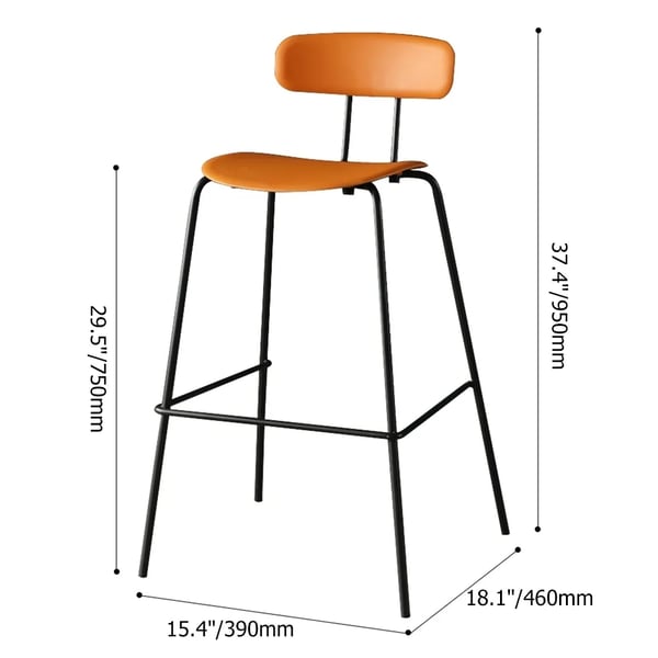 Orange Counter Height Bar Stool PP Plastic Counter Stool with Footrest ...