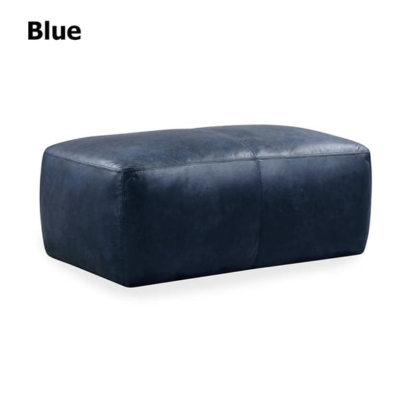 Blue Retro Ottoman PU Leather Upholstered Ottoman 43.3" Bench-Homary