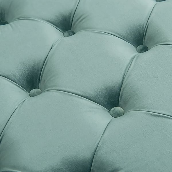 Green Retro Tufted Ottoman Velvet Upholstery Square Ottoman | Homary UK