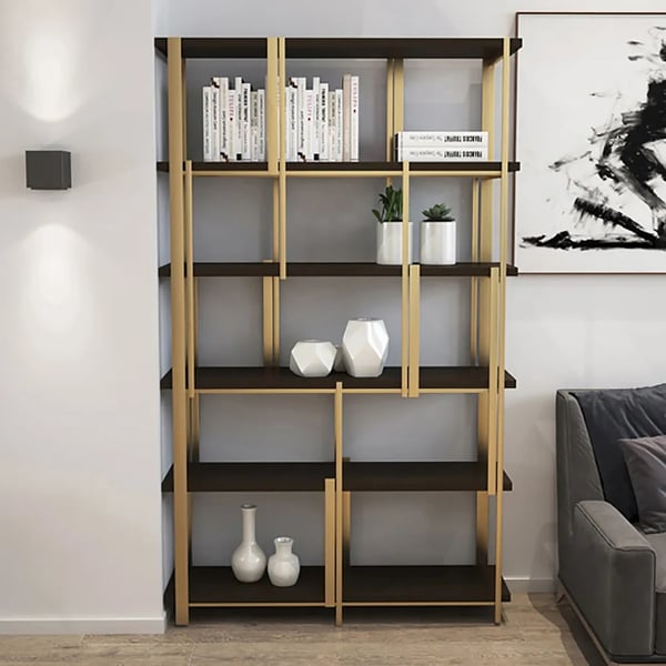 Modern Standing Etagere Bookshelf in Metal & Wood | Homary UK