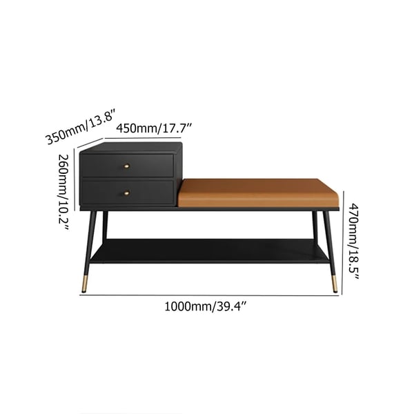 Leather Upholstered Bench Entryway Bench with 2 Drawers Storage Bench ...