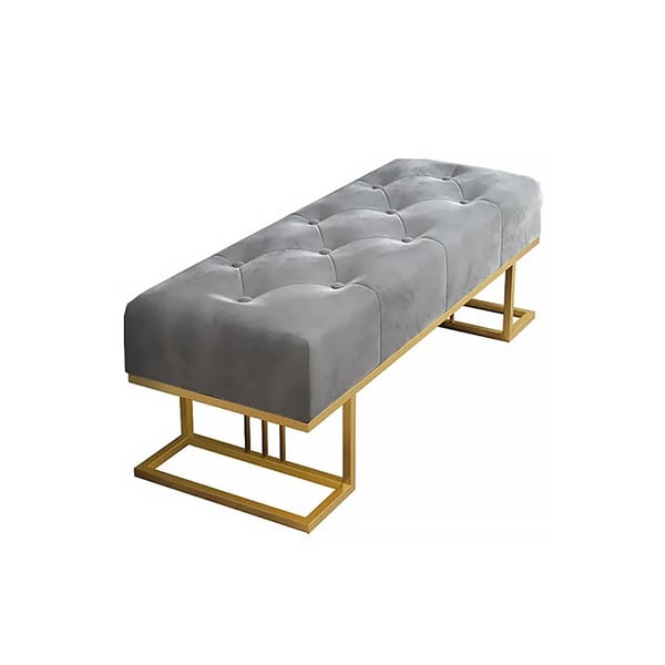 Gray Tufted Bench Upholstered Velvet Bench Modern Bench | Homary