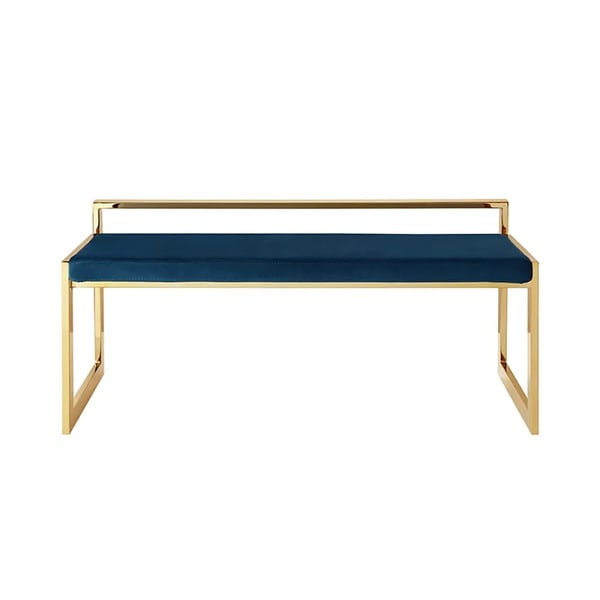 Modern Bench Velvet Upholstered Bench in Gold Finish | Homary UK