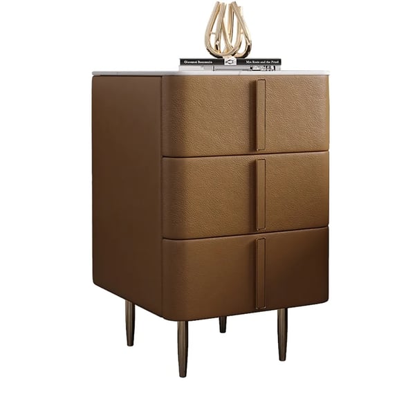 Modern Off Orange Nightstand with Induction Light 3-Drawer Pine Wood ...