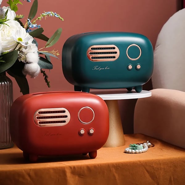 Retro Decor Radio Desk Tissue Box Paper Organiser | Homary UK