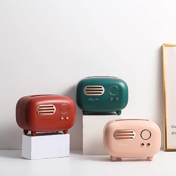 Retro Decor Radio Desk Tissue Box Paper Organizer-Homary