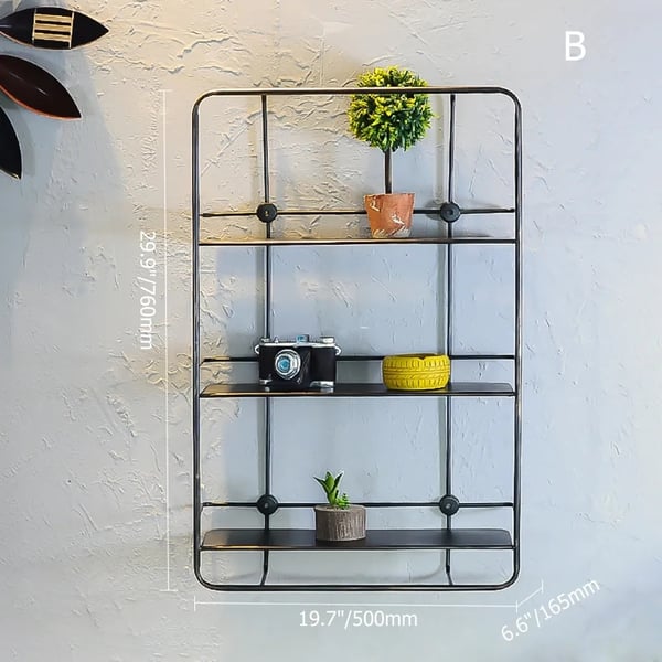 Modern Wall Mounted Shlef in Black Metal Style B | Homary