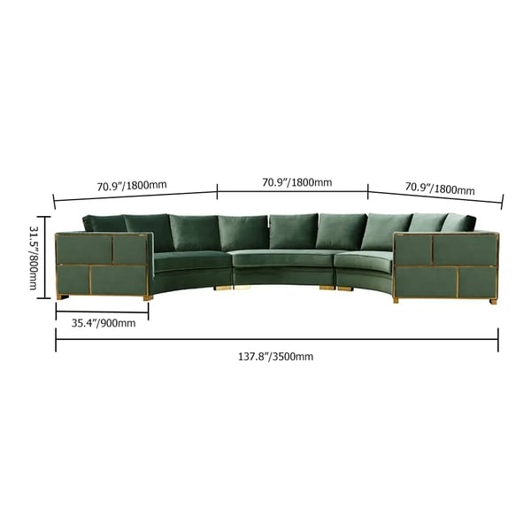 Modern Modular Sofa Round Sectional Sofa Green Velvet Upholstered with ...