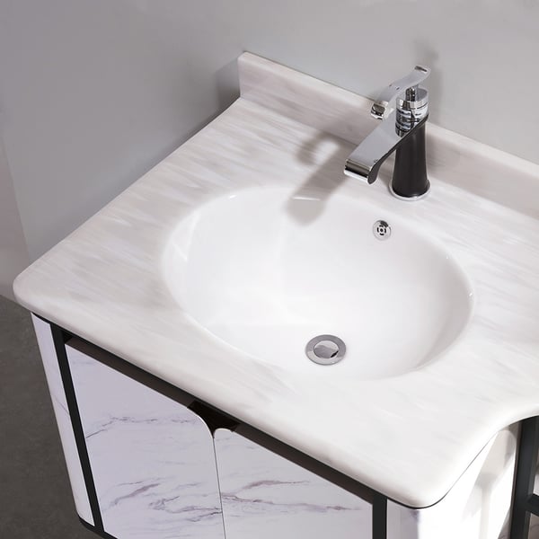 1000mm White Floating Bathroom Vanity Artificial Jade Top Integral ...