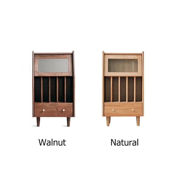 Walnut Display Cabinet Glass Flip Top Door 1-Drawer Book Cabinet-Homary