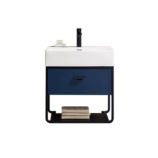 600mm Blue Floating Bathroom Vanity Single Ceramic Undermount 1 Drawer ...