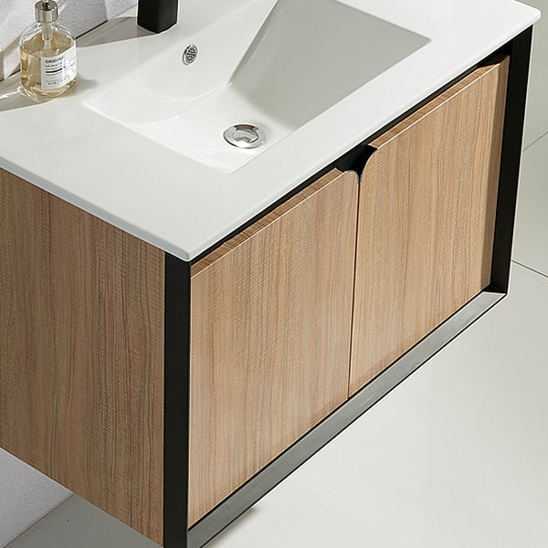 810mm Natural Floating Bathroom Vanity Integral Ceramic Basin 2-Door ...