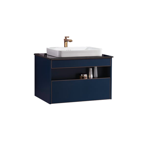 800mm Modern Blue Floating Bathroom Vanity Faux Marble Top Ceramics ...