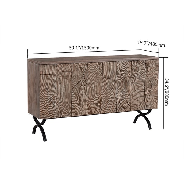 Nordic Distressed Natural Buffet Rectangular 4-Door 1500mm Sideboard-Homary