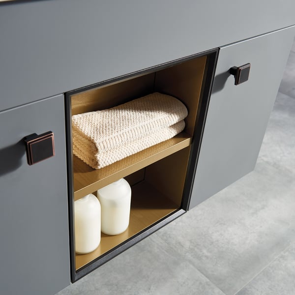 Grey Floating Bathroom Vanity Integral Ceramics Undermount 2 Doors 1 ...