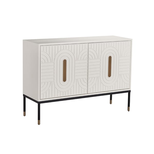 Modern Off White Buffet 2-Door Basso-Relievo 1200mm Sideboard Cabinet ...