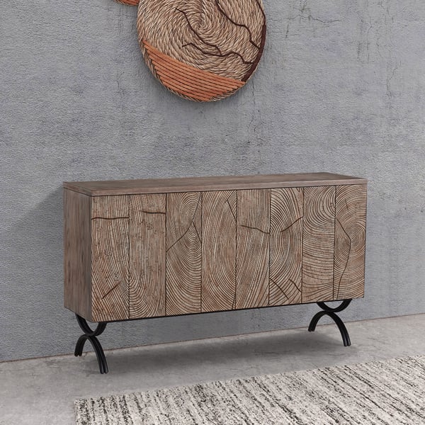 Nordic Distressed Natural Buffet Rectangular 4-Door 1500mm Sideboard-Homary