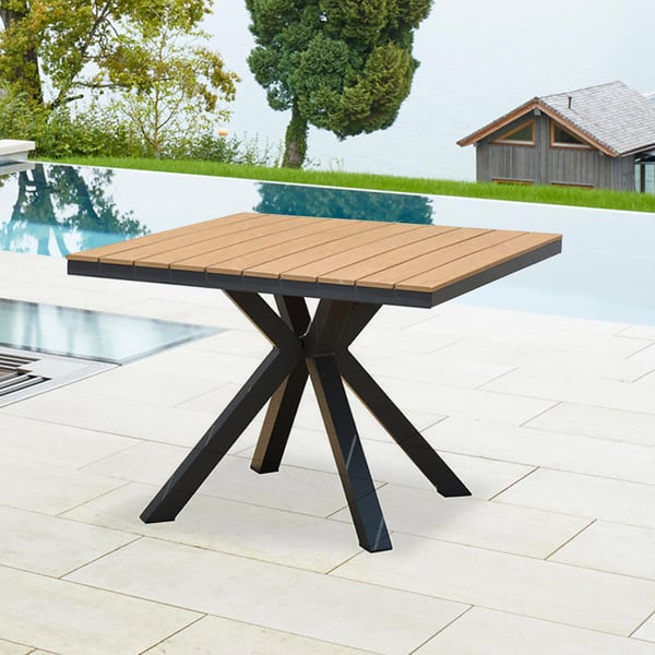 Square Trestle Dining Table with WPC-top Aluminum Frame | Homary