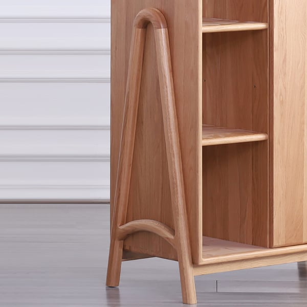 Nordic Natural Cabinet Oak Wood Side Cabinet Open Storage Hidden Pulls ...
