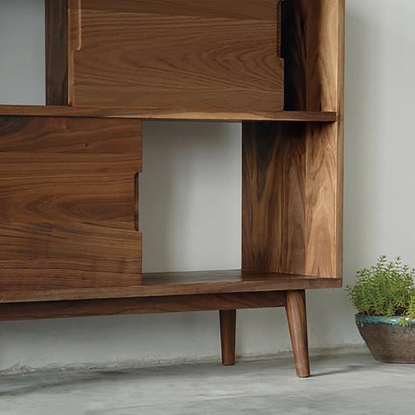 991mm Walnut Display Cabinet Nordic 2 Sliding Doors Cabinet | Homary UK