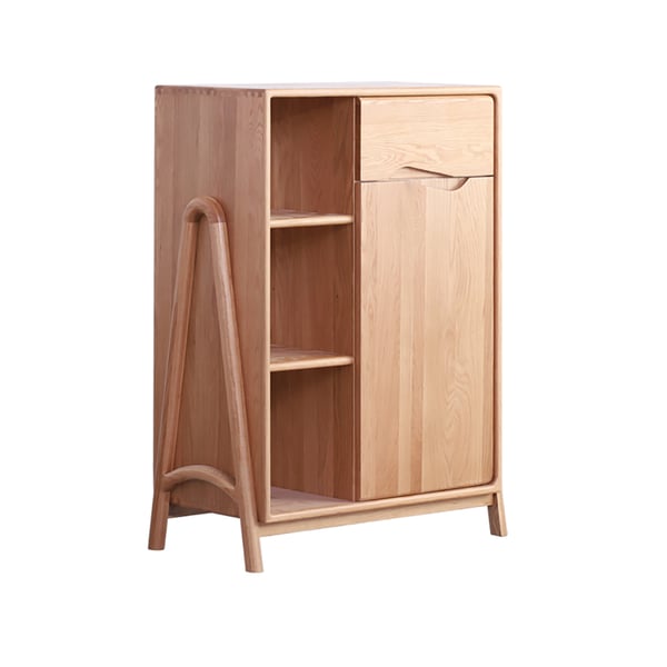 Nordic Natural Cabinet Oak Wood Side Cabinet Open Storage Hidden Pulls ...