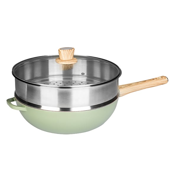 Aluminum Nonstick Wok with Steam Rack Nonstick Stir Fry Pan | Homary
