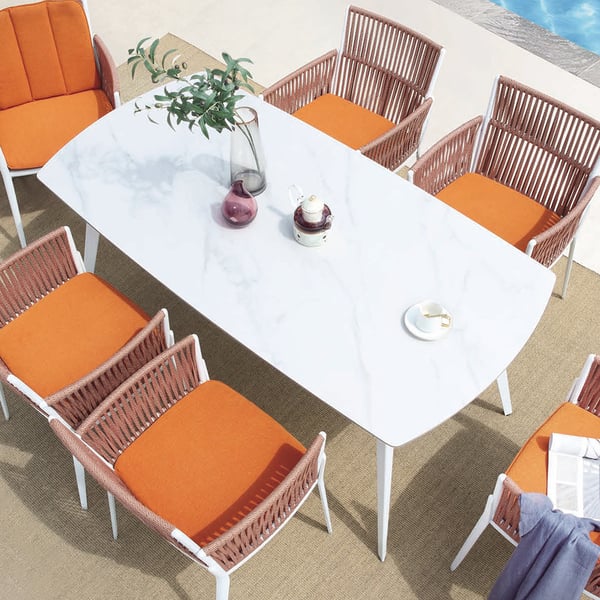 70.5" Oval Outdoor Dining Table with Sintered Stone-Top 4 Legs-Homary