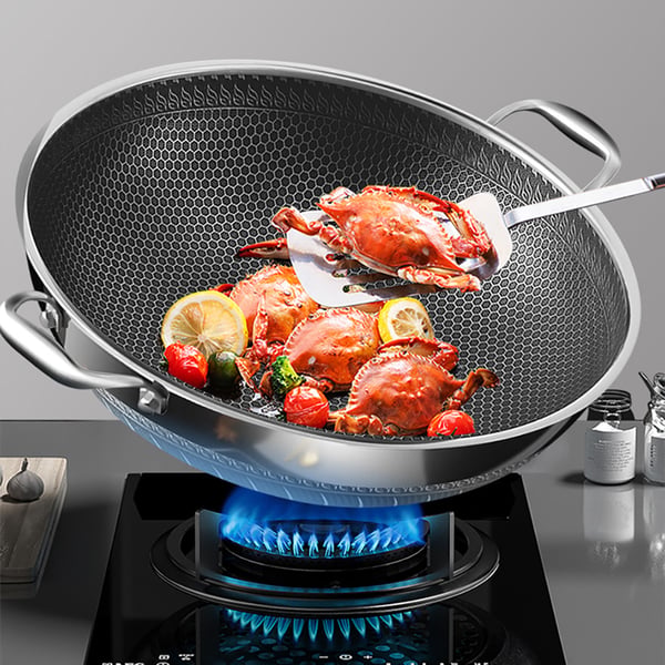 Nonstick Stainless Steel Wok Stir Fry Pan | Homary UK
