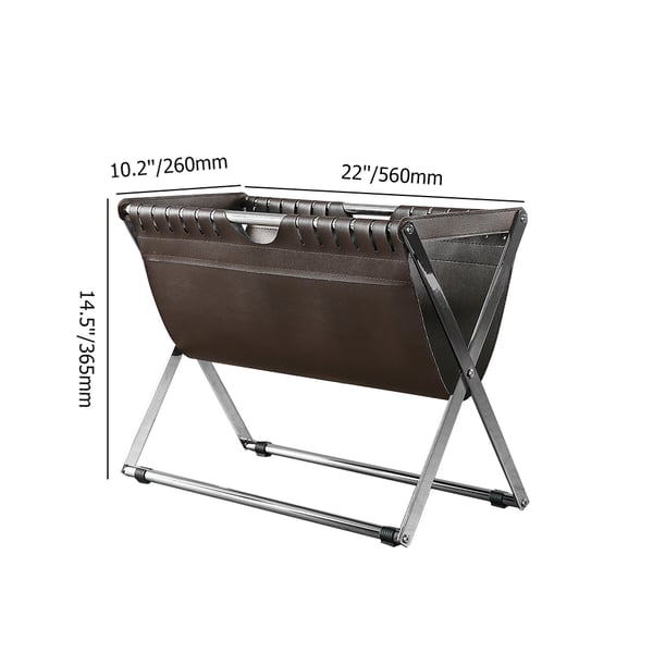 Modern Magazine Rack in Leather and Steel Black | Homary UK