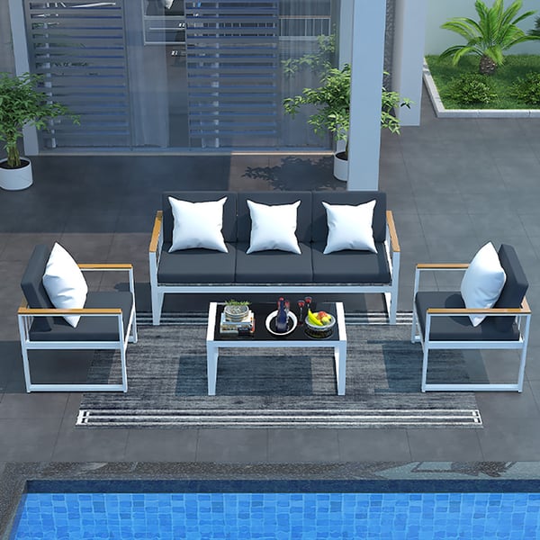 4-Pieces Polyester Outdoor Conversation Set with Aluminum Frame and ...