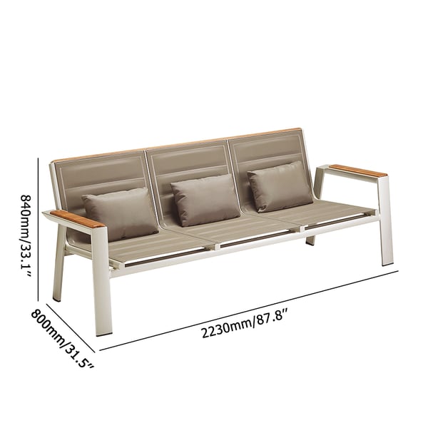 3-Seater Outdoor Bench with Textilene Seat Aluminum Frame-Homary
