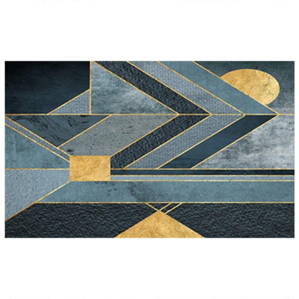 5'×8' Modern Abstract Geometric Blue&Gold Rectangle Area Rug | Homary AU