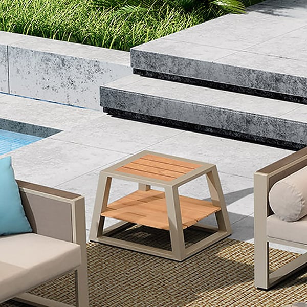 600mm Teak Side Table with 2 Shelves | Homary UK