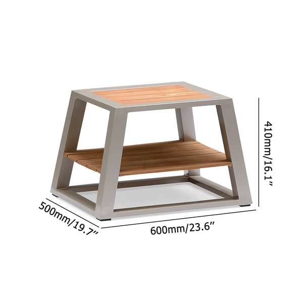600mm Teak Side Table with 2 Shelves | Homary UK