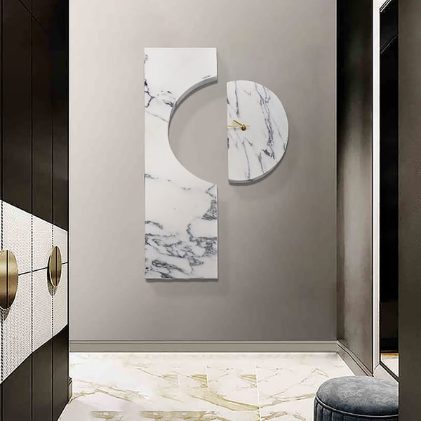 Contemporary Stylish Marble Texture Creative Metal Wall Clock | Homary UK