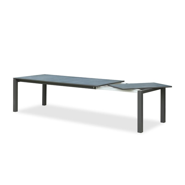 9-Pieces Aluminum Outdoor Dining Set with Sintered Stone-Top Extendable ...