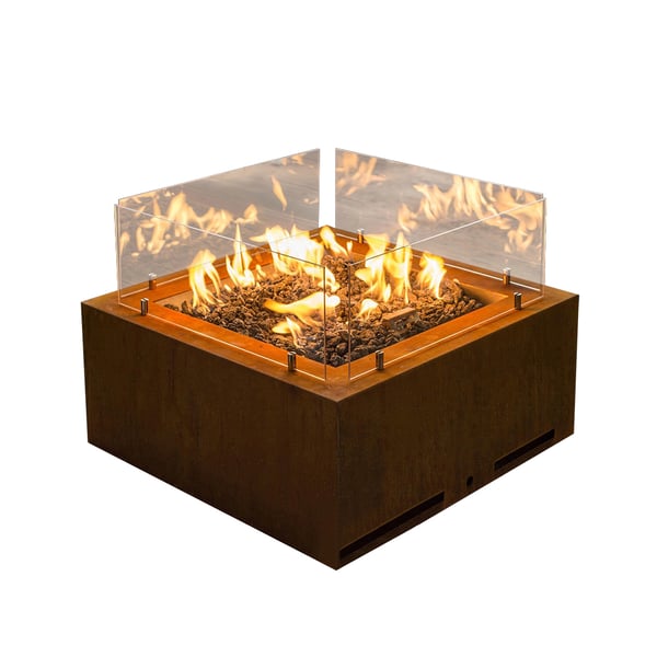 Square Propane Fire Pit with 4 Windshields Table Burner for Outdoor ...